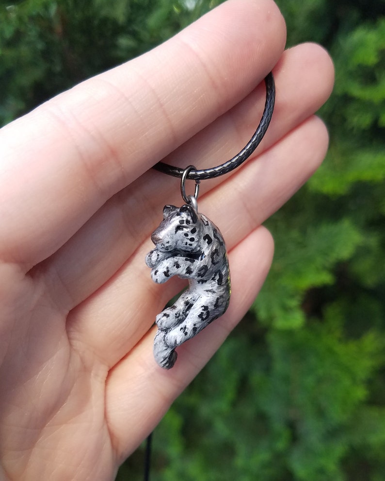 Snow Leopard Necklace Pendant Charm | Etsy