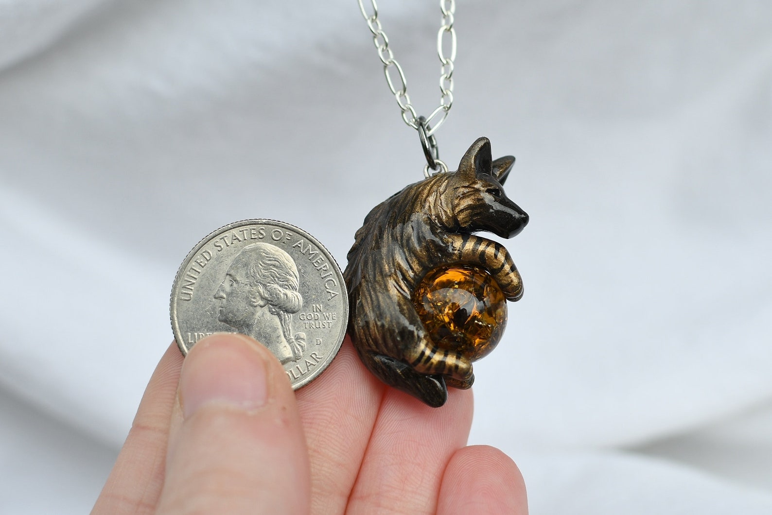 Brown Hyena Necklace With Custom Color Gem | Etsy