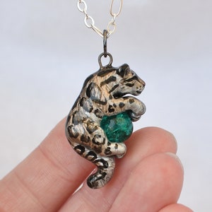 Clouded Leopard Necklace With Custom Color Gem - Etsy