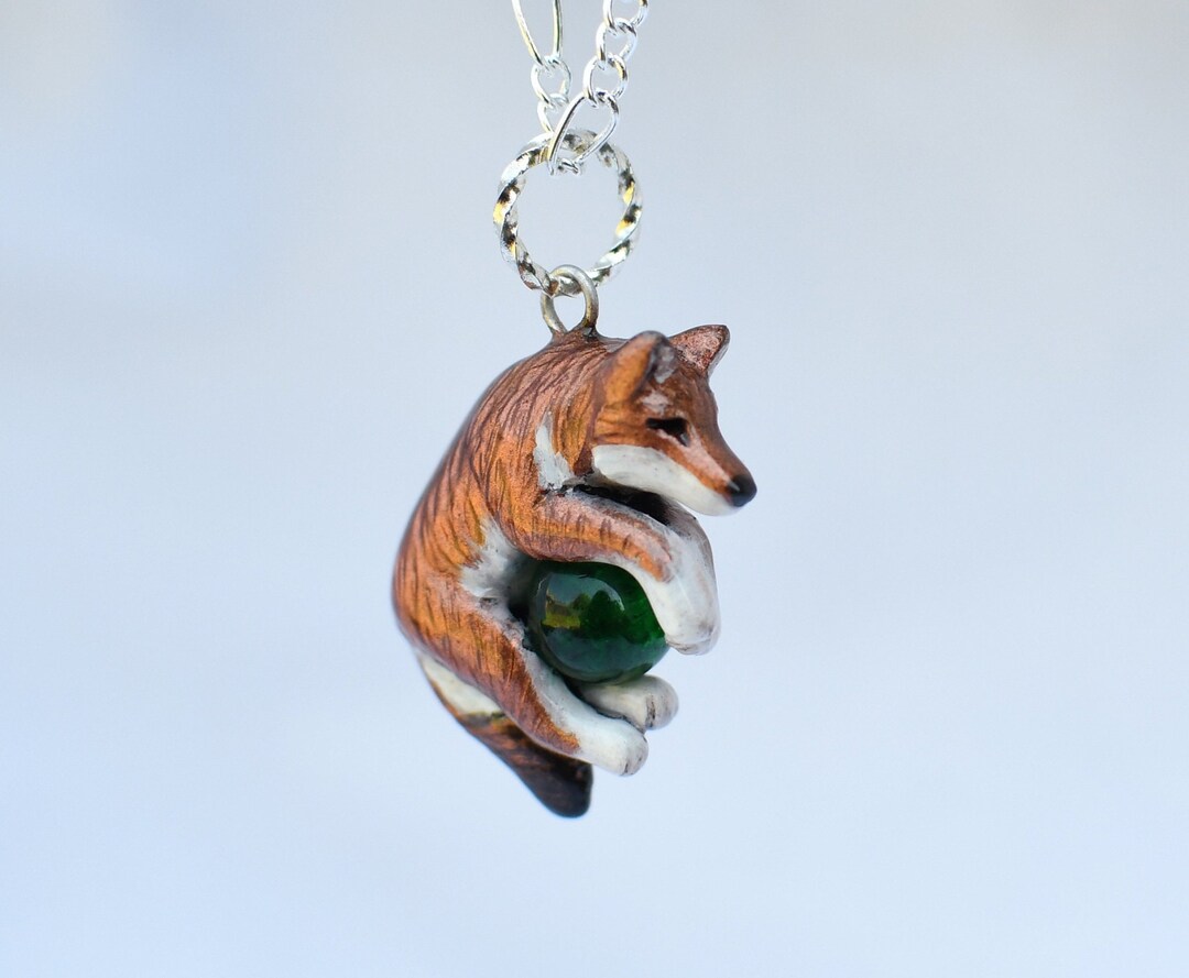 Dainty Ethiopian Wolf Necklace With Custom Color Gem - Etsy