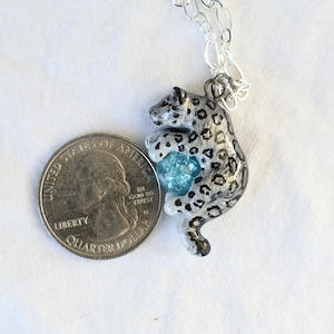 Snow Leopard Necklace With Custom Color Gem Pendant Charm - Etsy