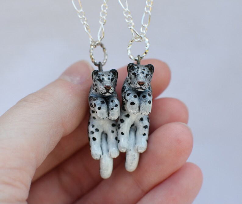 Snow Leopard Friendship Necklaces Heart Couple - Etsy