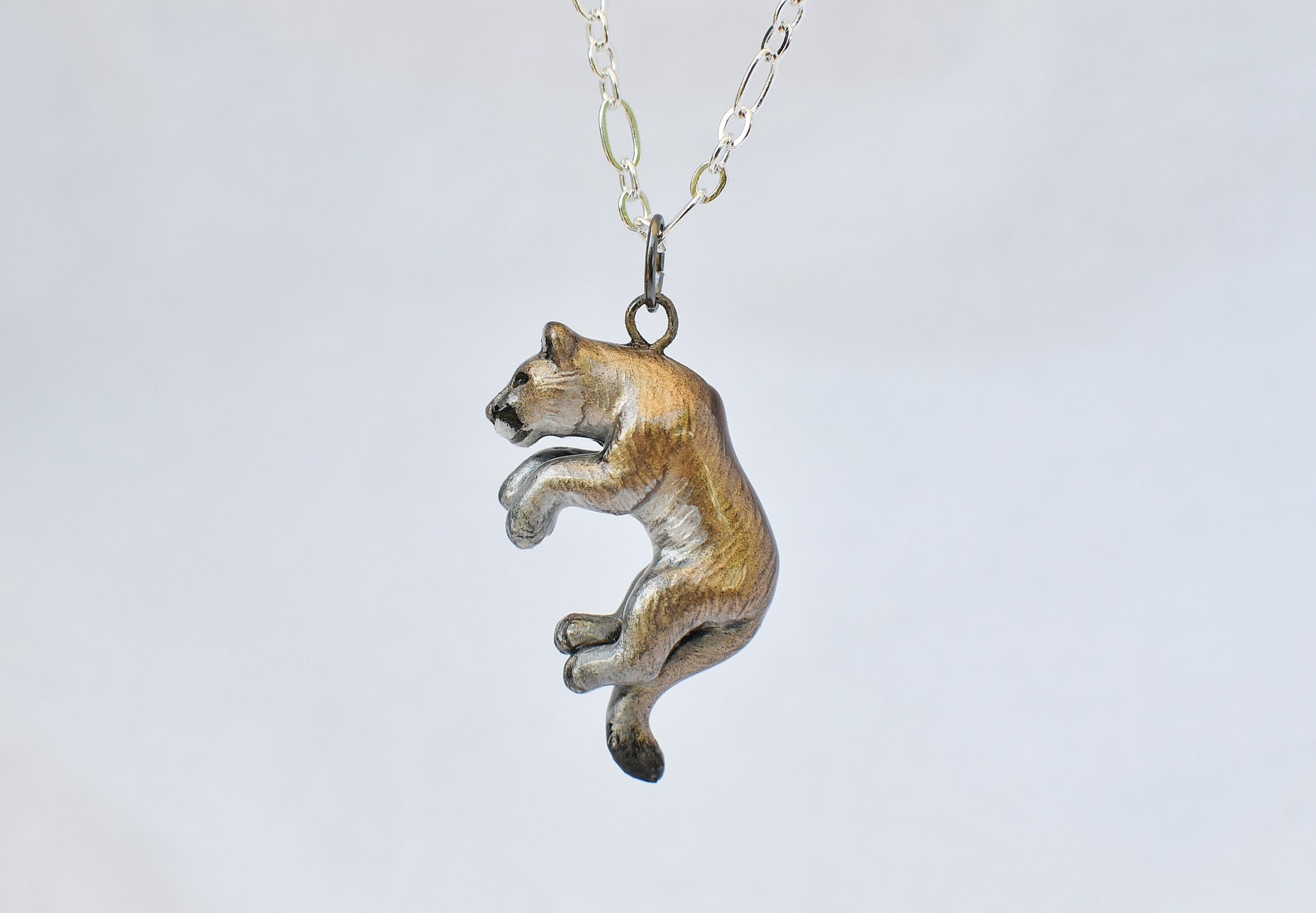 Cougar Necklace Mountain Lion Pendant Puma Charm - Etsy