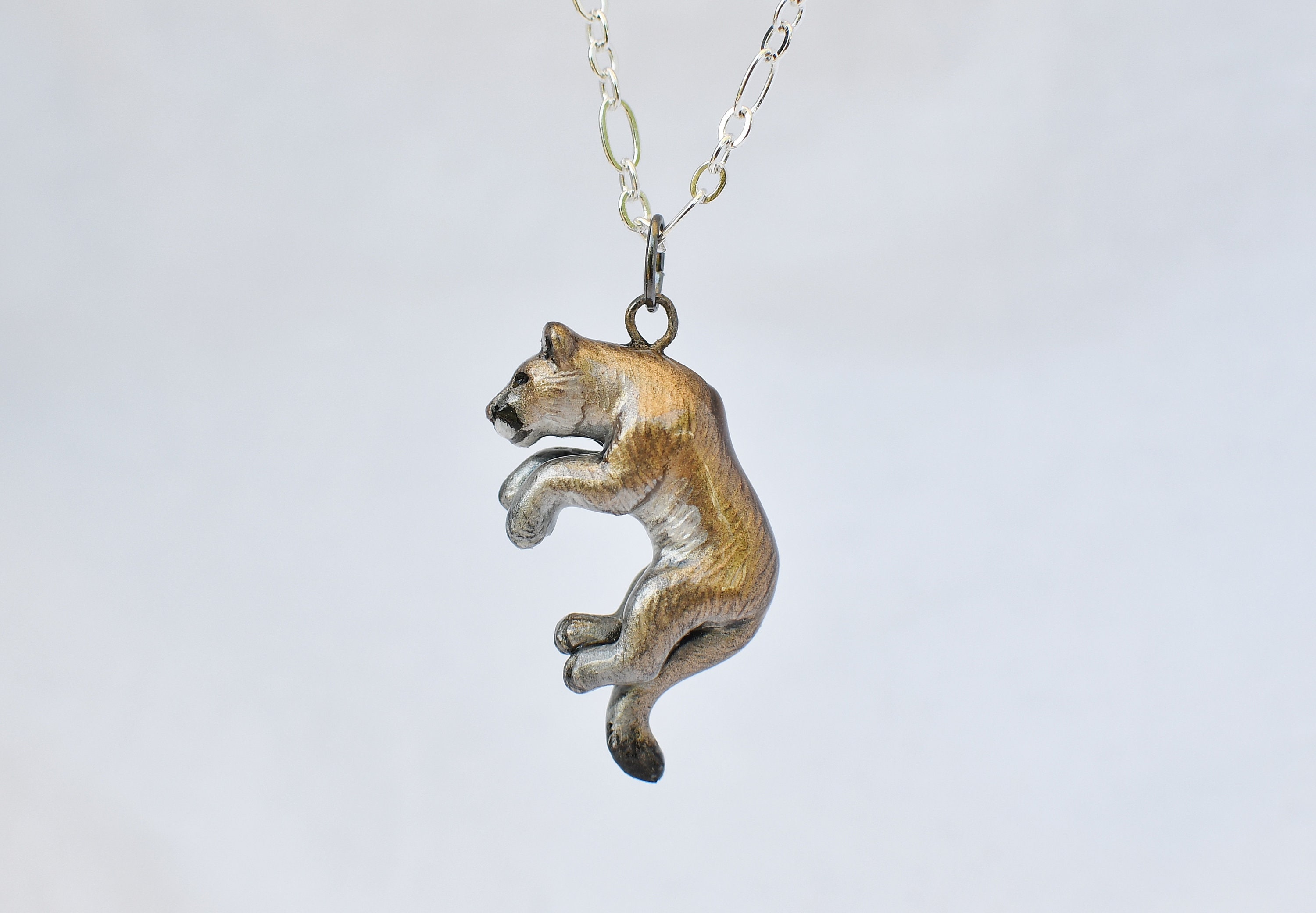 Cougar Necklace Mountain Lion Pendant Puma Charm - Etsy