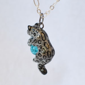 Snow Leopard Necklace With Custom Color Gem Pendant Charm - Etsy