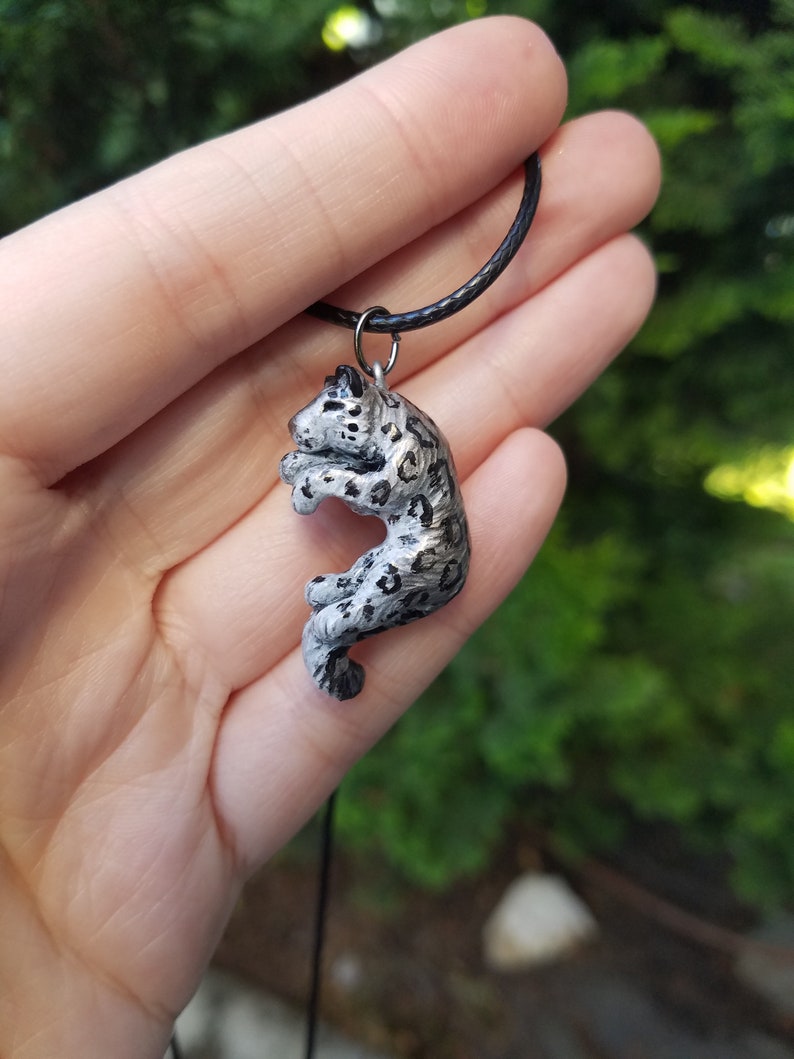 Snow Leopard Necklace Pendant Charm | Etsy