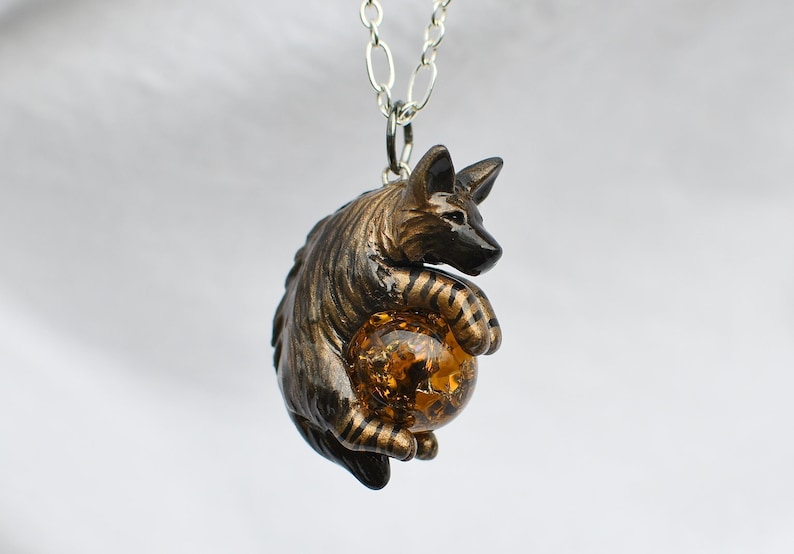 Brown Hyena Necklace With Custom Color Gem - Etsy