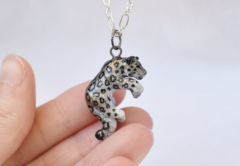 Snow Leopard Necklace Pendant Charm | Etsy