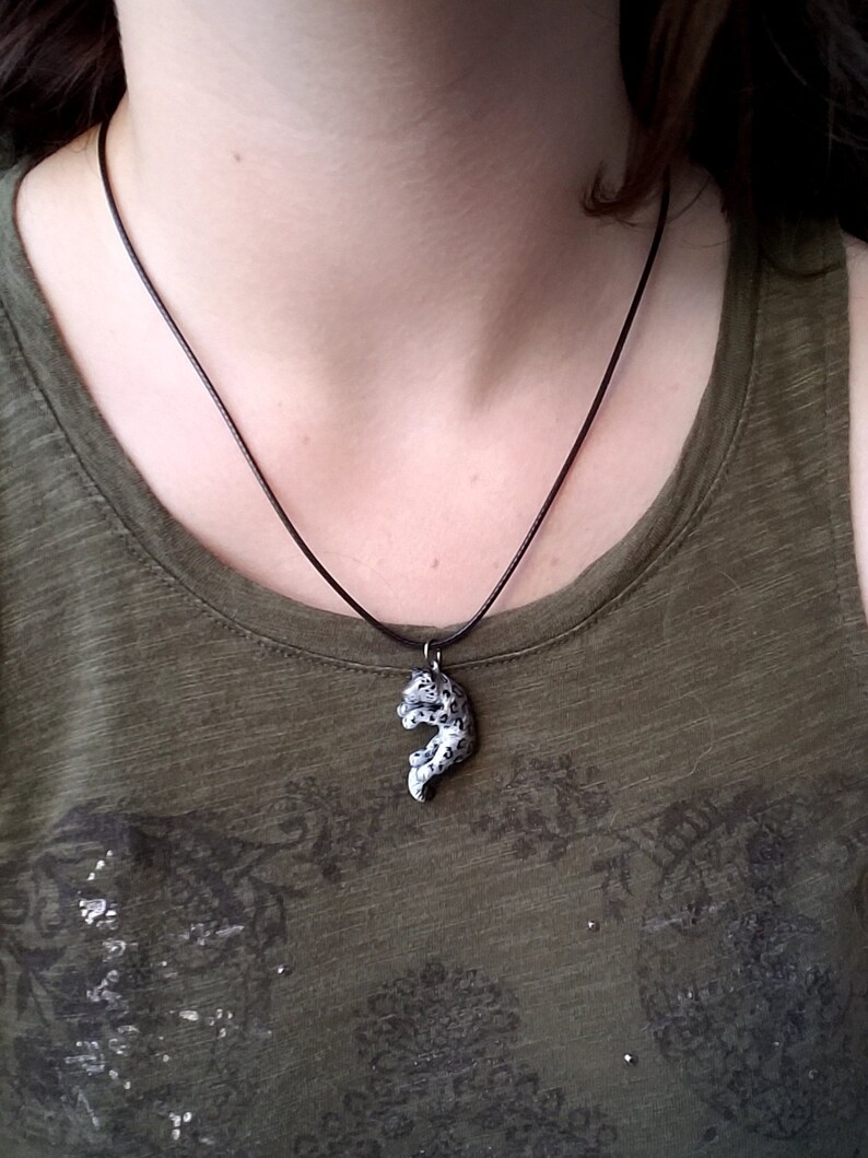 Snow Leopard Necklace Pendant Charm | Etsy