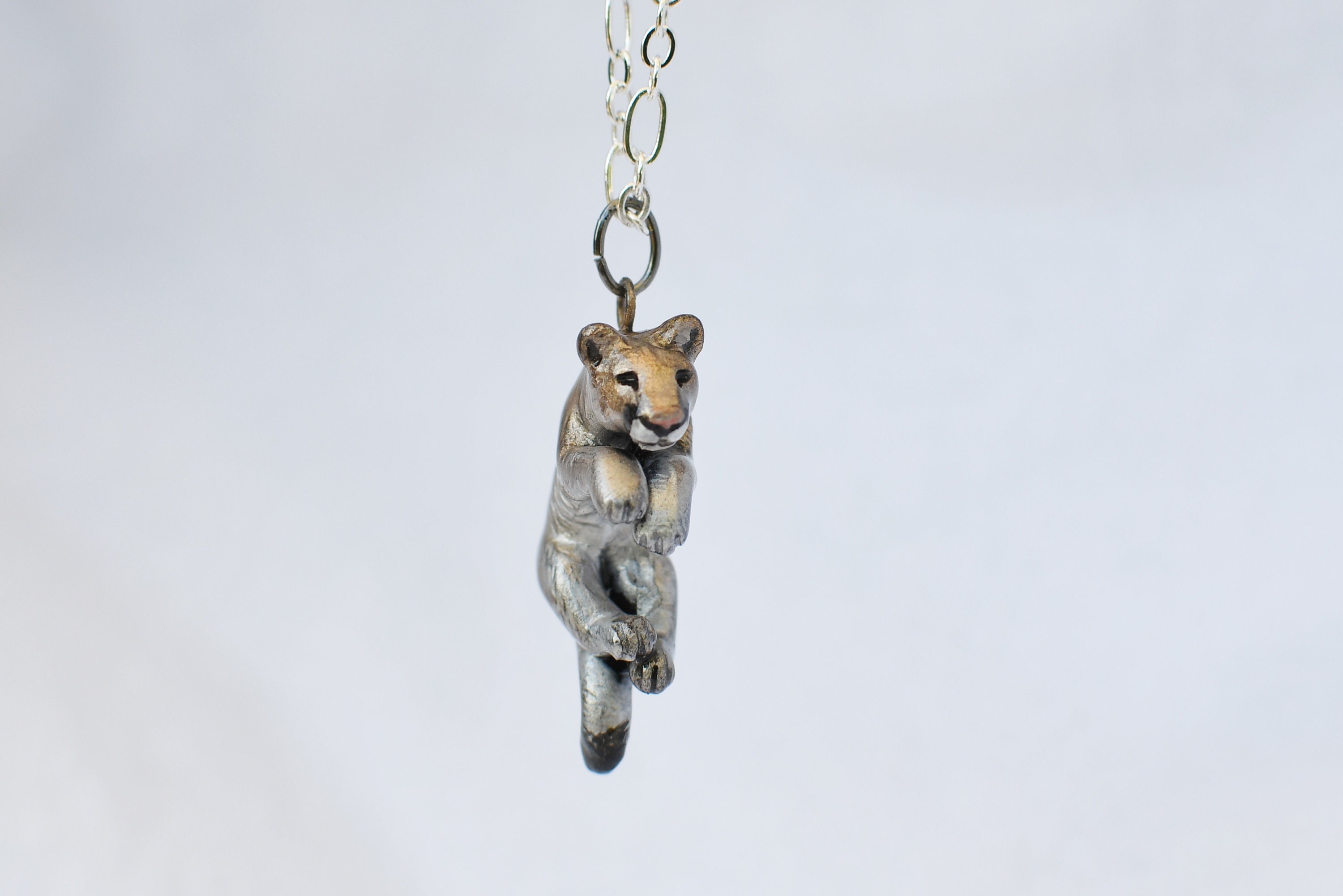 Cougar Necklace Mountain Lion Pendant Puma Charm - Etsy