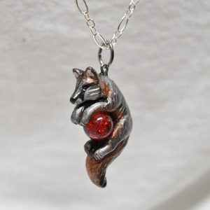 Grey Fox Necklace With Custom Color Gem Pendant Charm - Etsy