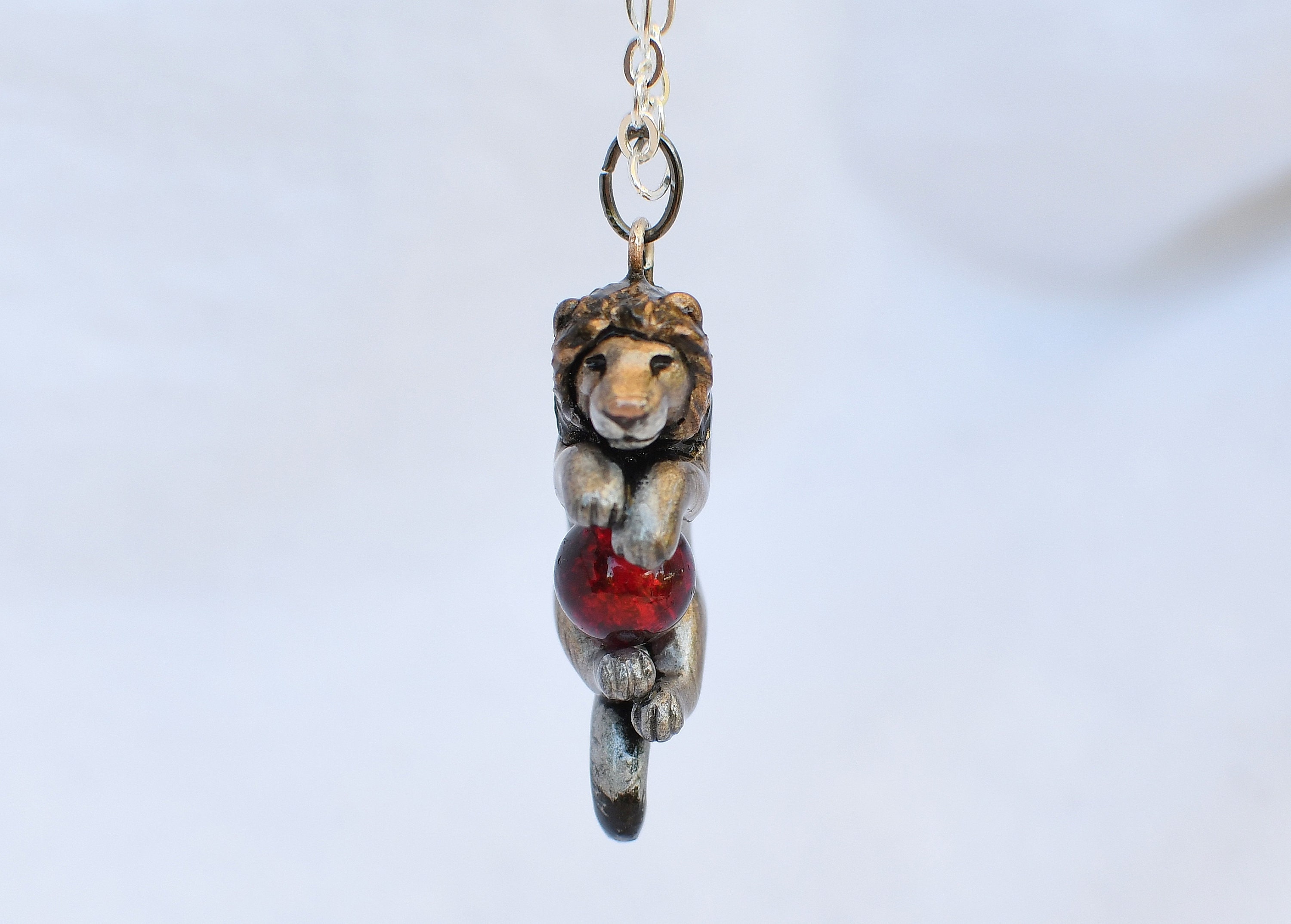 Lion Necklace With Custom Color Gem - Etsy