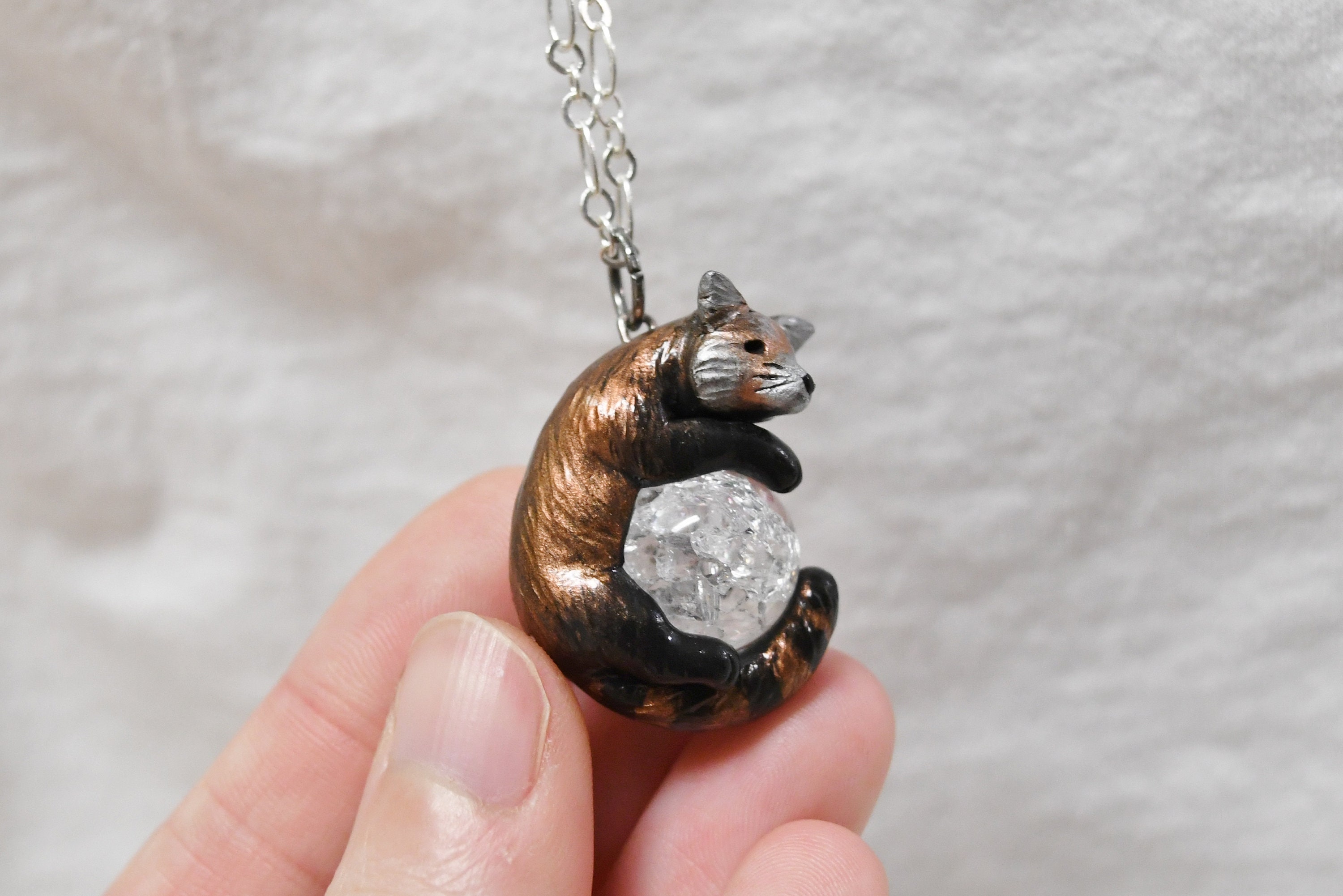 Red Panda Necklace With Custom Color Gem Marble Pendant | Etsy