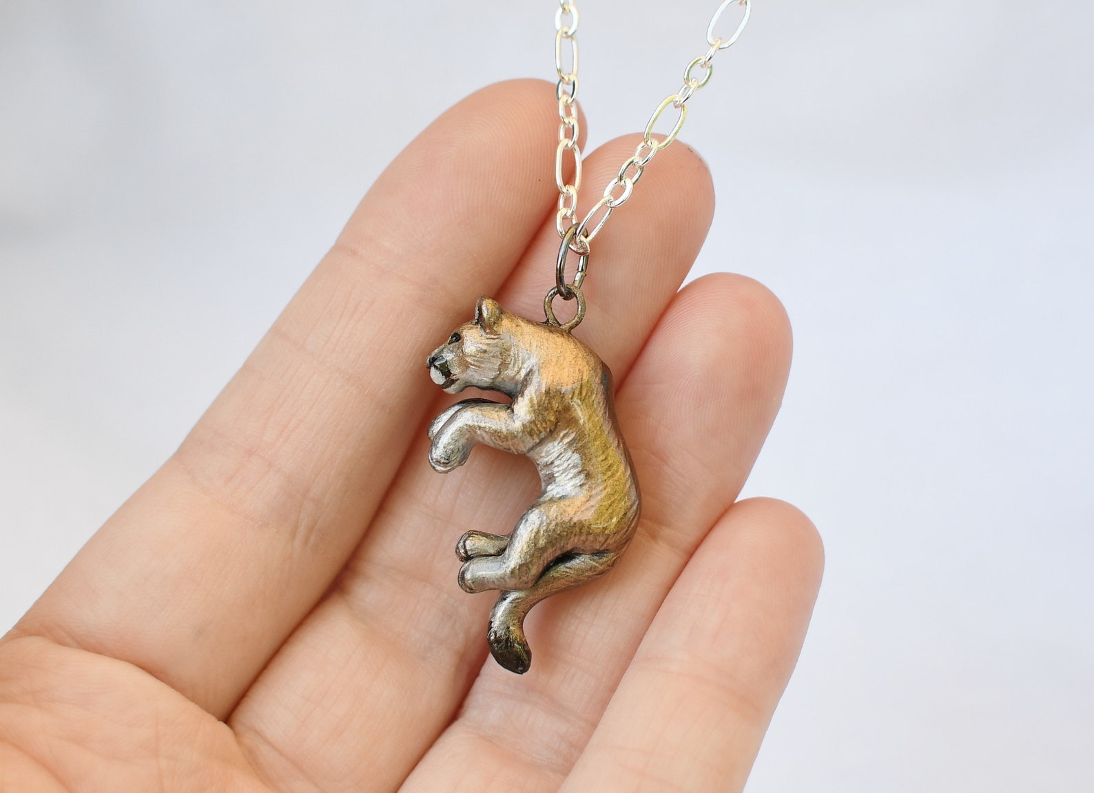 Cougar Necklace Mountain Lion Pendant Puma Charm - Etsy