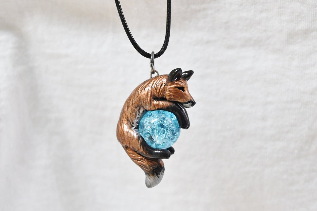 Red Fox Necklace Pendant With Custom Color Gem - Etsy