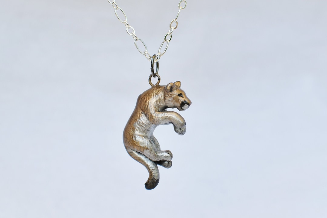 Cougar Necklace Mountain Lion Pendant Puma Charm - Etsy