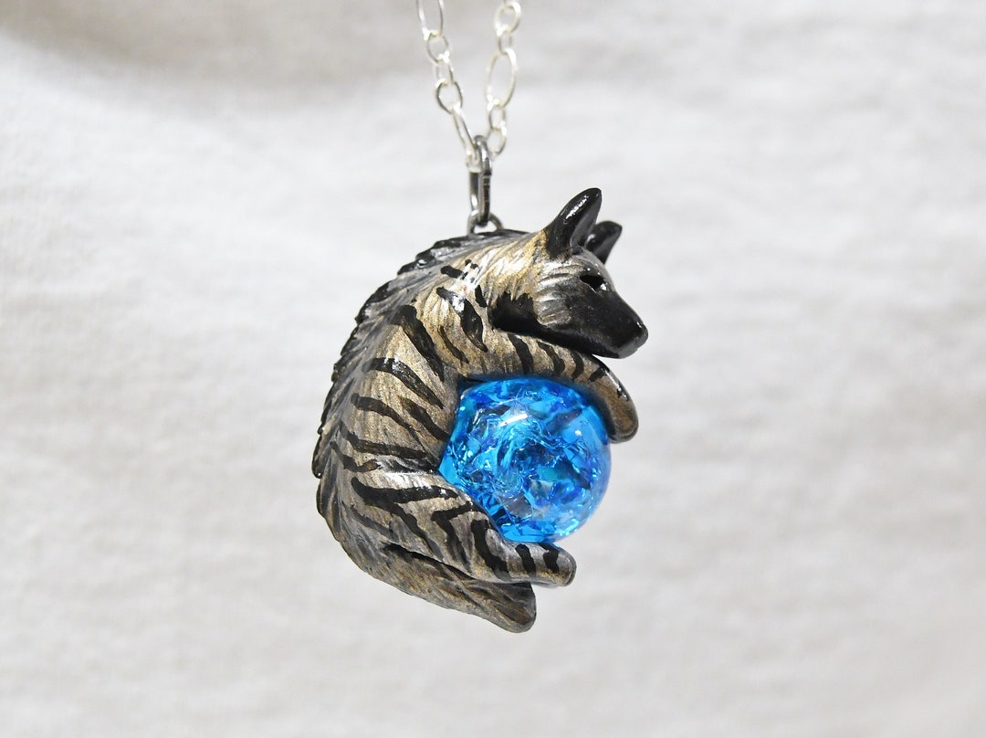 Striped Hyena Necklace With Custom Color Stone - Etsy