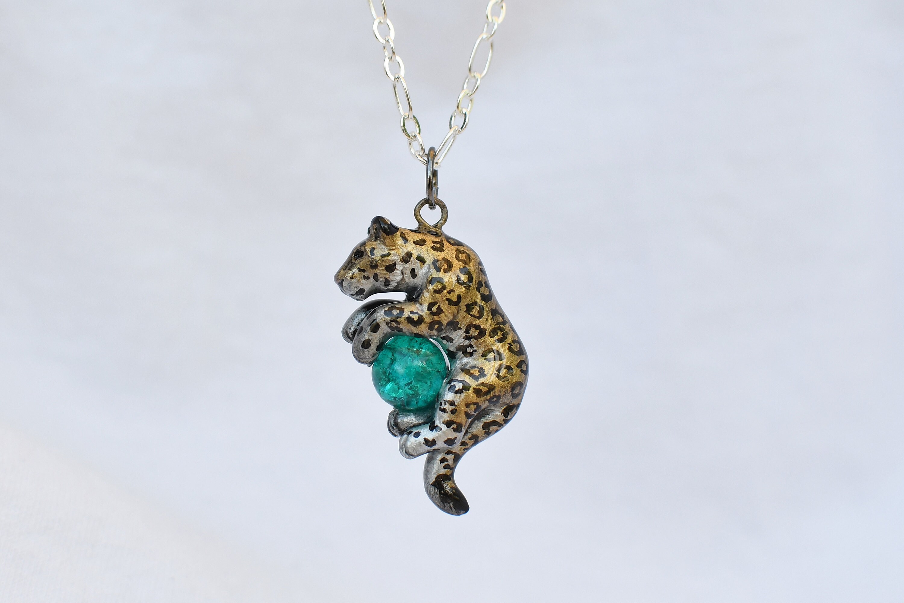 Leopard Necklace With Custom Color Gem - Etsy