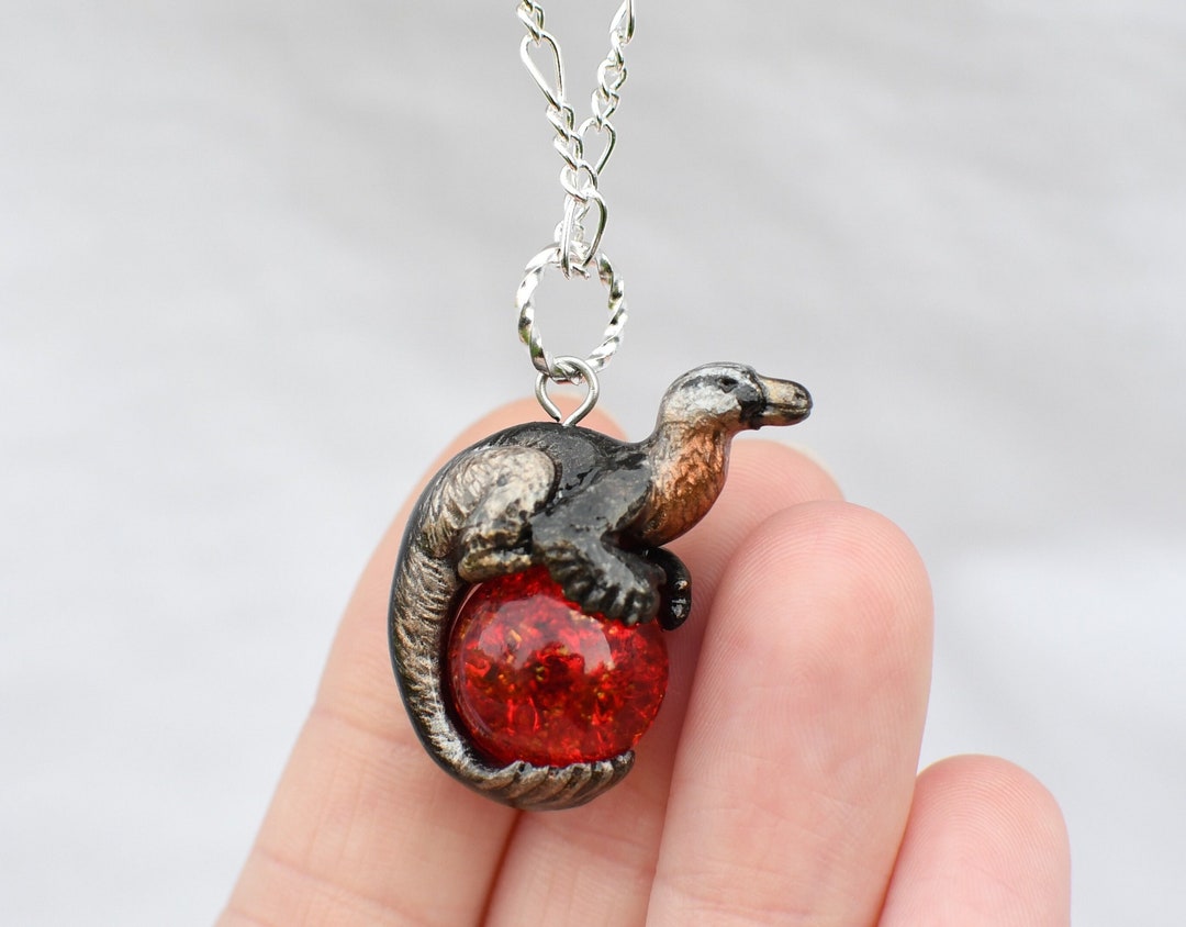 Feathered Deinonychus Raptor Necklace With Custom Color Gem - Etsy