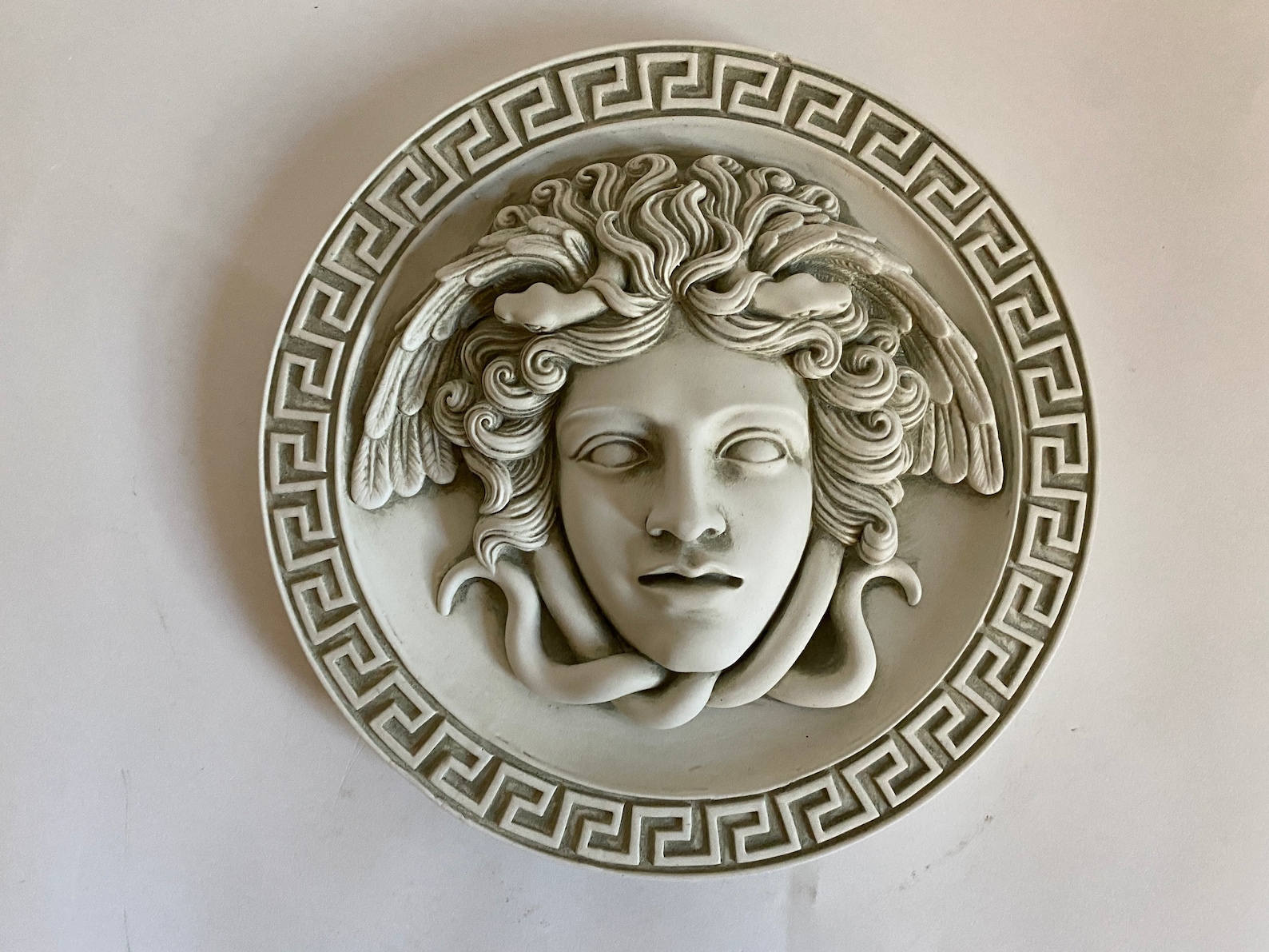 Neoclassical Medusa Round Wall Plaque With Greek Key Trim | Etsy