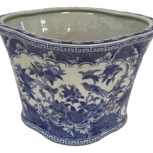 Chinese Canton Box With Lid Canister Blue & White Porcelain - Etsy