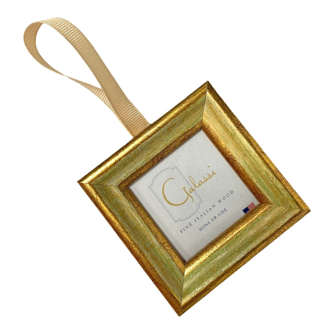 Lime Green and Gold Wooden Picture Frame Christmas Tree Ornament Photo ...