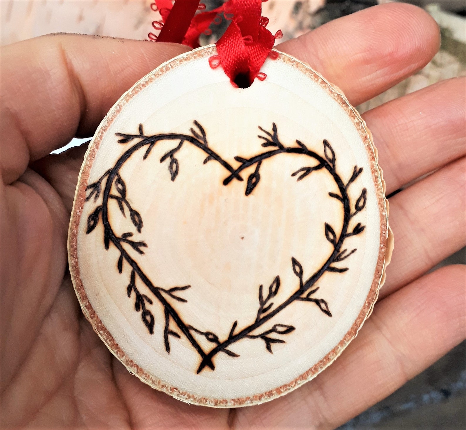 Rustic Personalized Couples Wood Burned Heart Made From Birch | Etsy