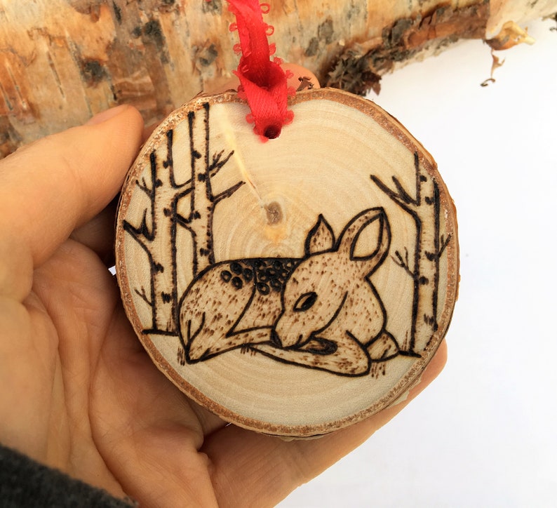 Personalized Baby's First Christmas Baby Deer Ornament Made From Birch ...