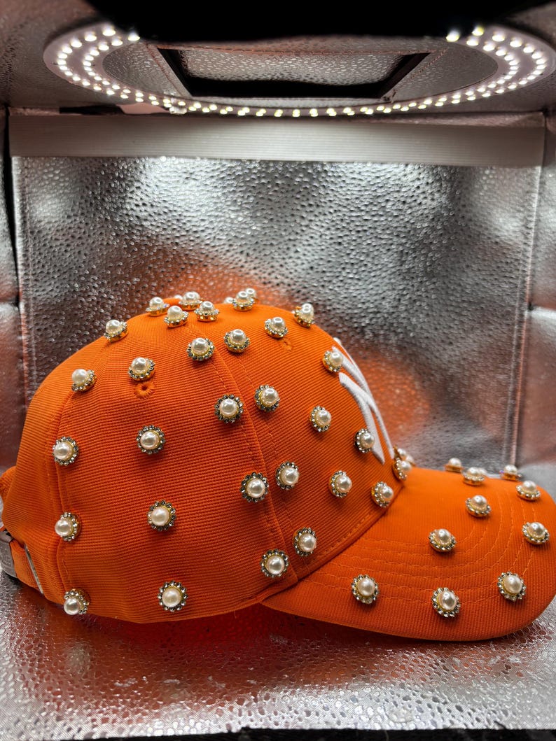 Blinged Out Orange NY Yankees Hat - Etsy