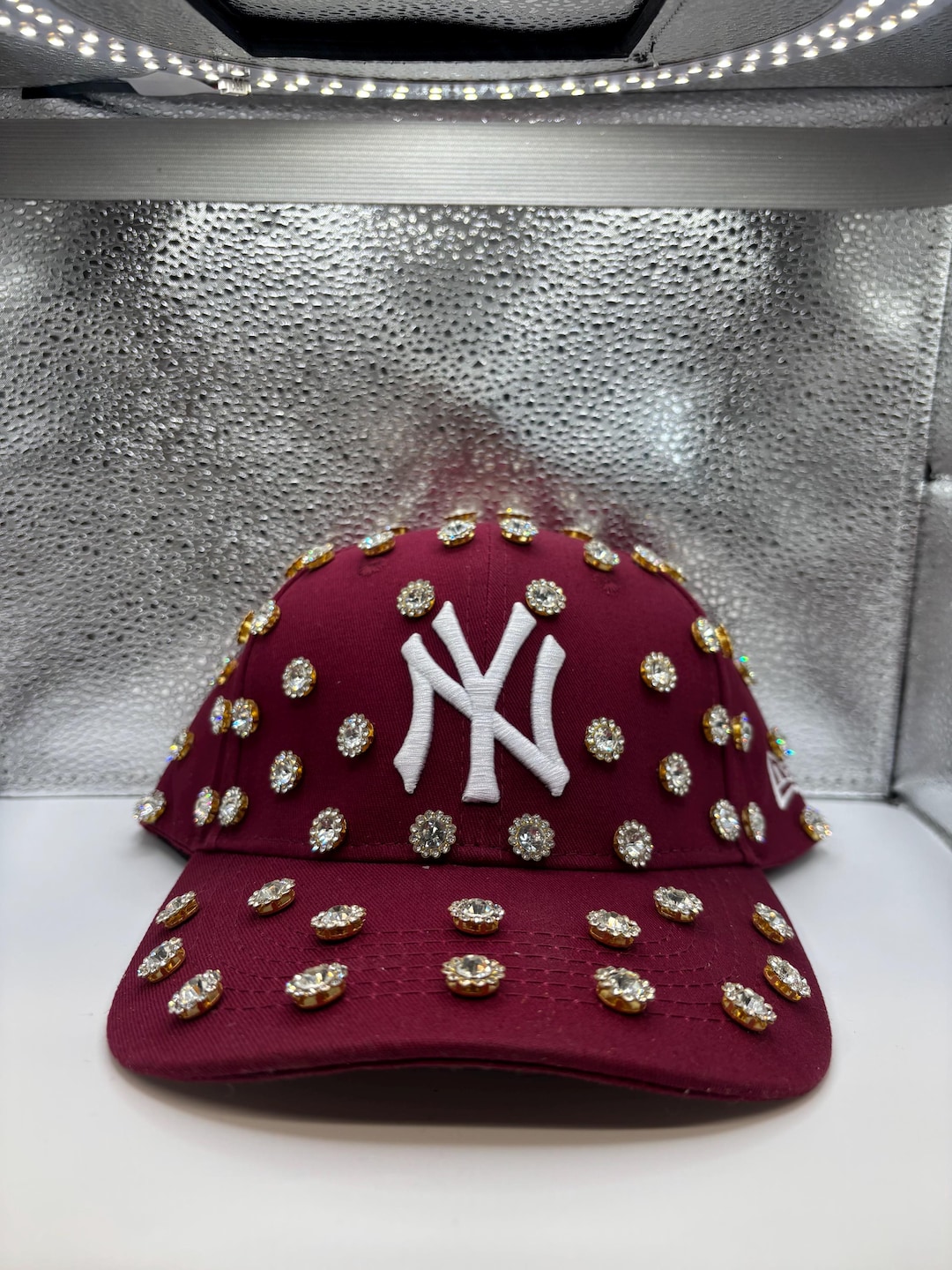 Blinged Out Burgundy NY Yankees Hat - Etsy