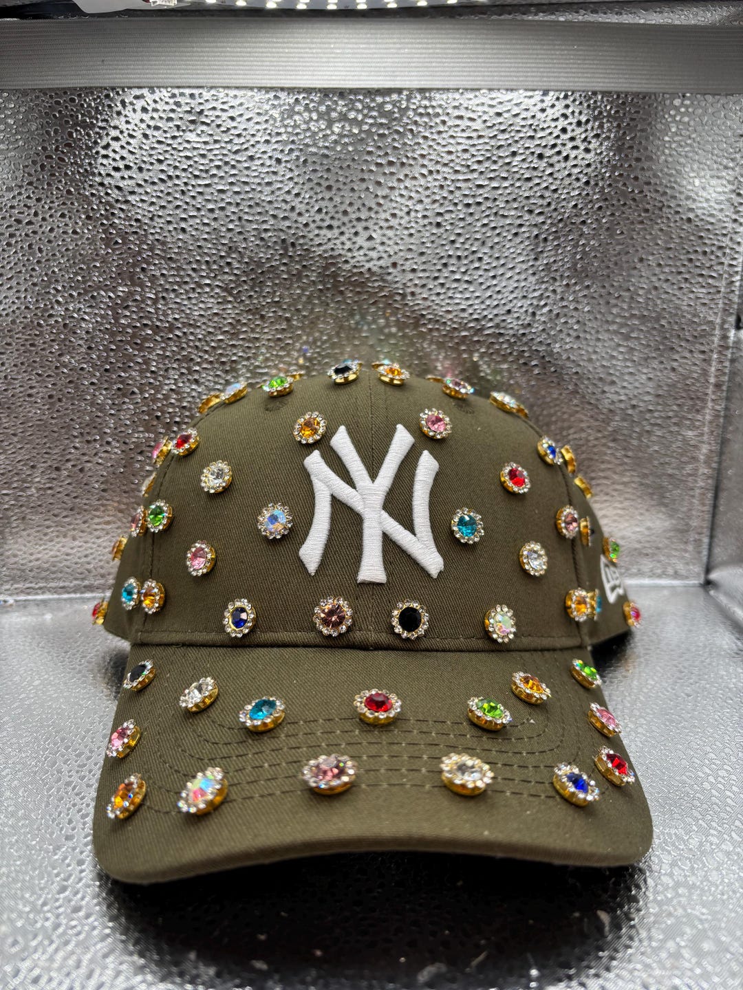 Blinged Out Olive Green NY Yankees Hat - Etsy