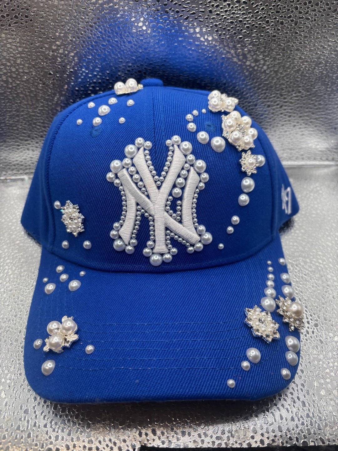 Pearl Flower Blue NY Yankees Hat - Etsy