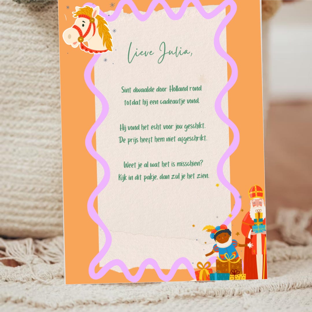 Sinterklaas Poem Child Horses Poem Sinterklaas Girls Template Poem ...