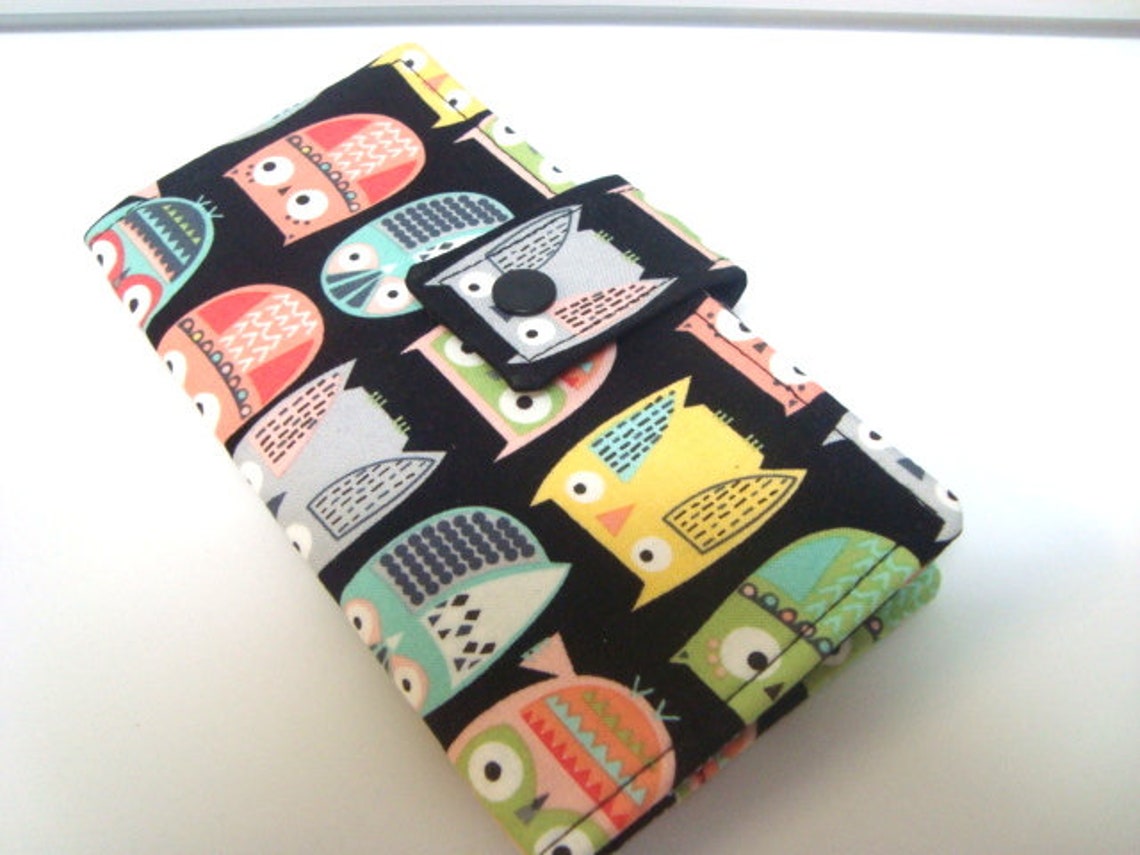 Fabric Checkbook Cover Checkbook Holder Owls on Black - Etsy