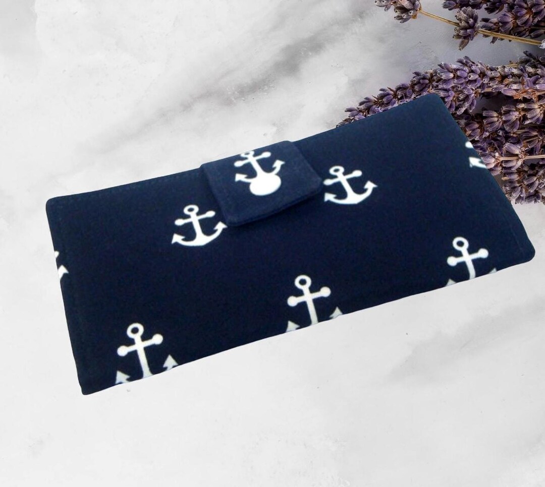 Fabric Checkbook Cover: Navy Blue Anchor Print, Snap Closure - Etsy