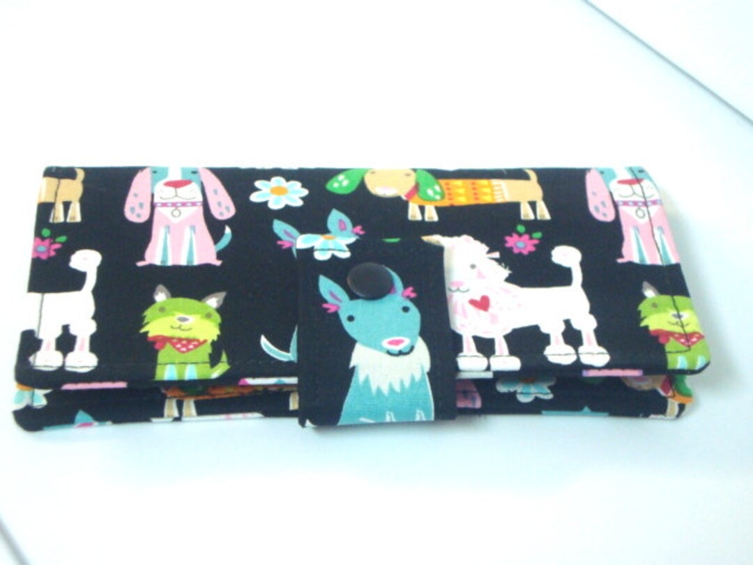 Fabric Checkbook Cover, Checkbook Holder Cash Holder Multi Color Dogs ...