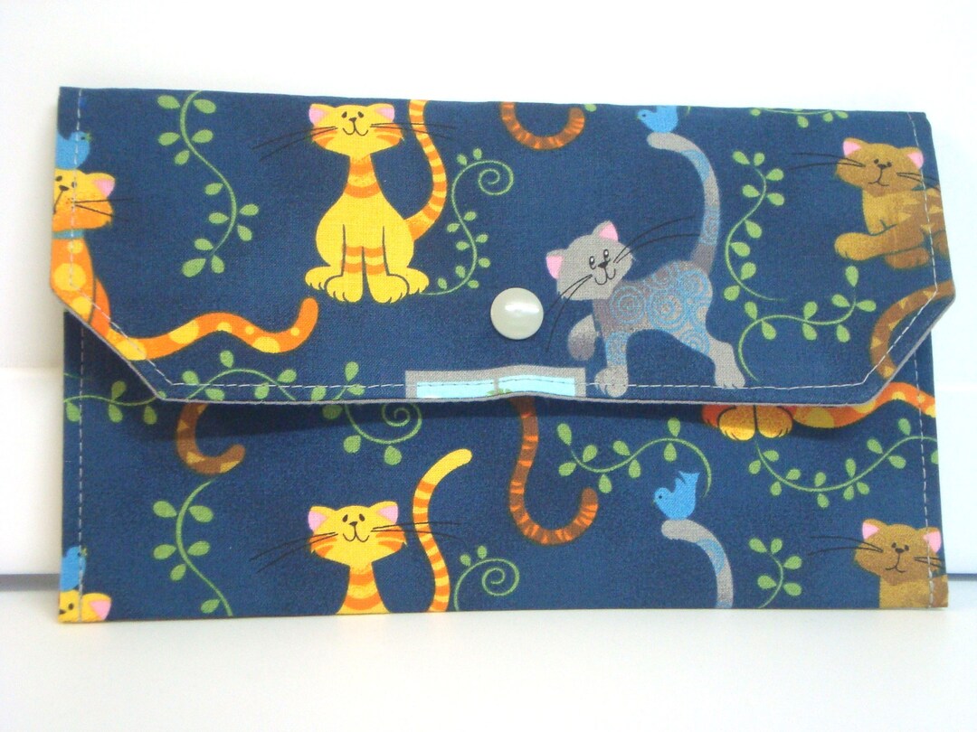 Cash Budget Envelope Organizer: Cats on Blue Fabric, Coupon Receipt ...