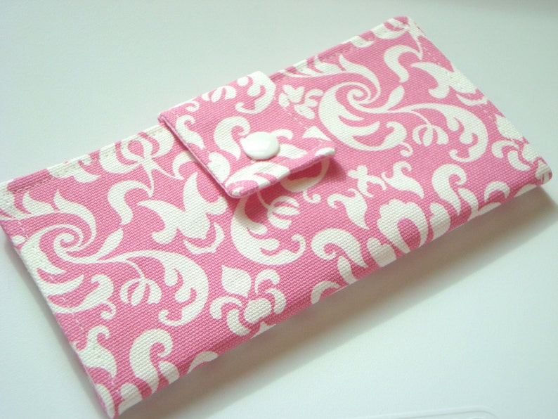 Fabric Checkbook Cover Holder Pink And White Damask | Etsy