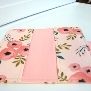 Fabric Checkbook Cover , Checkbook Holder Watercolor Blush Rose Floral ...