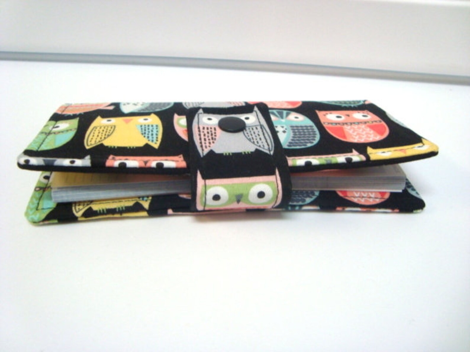 Fabric Checkbook Cover Checkbook Holder Owls on Black - Etsy