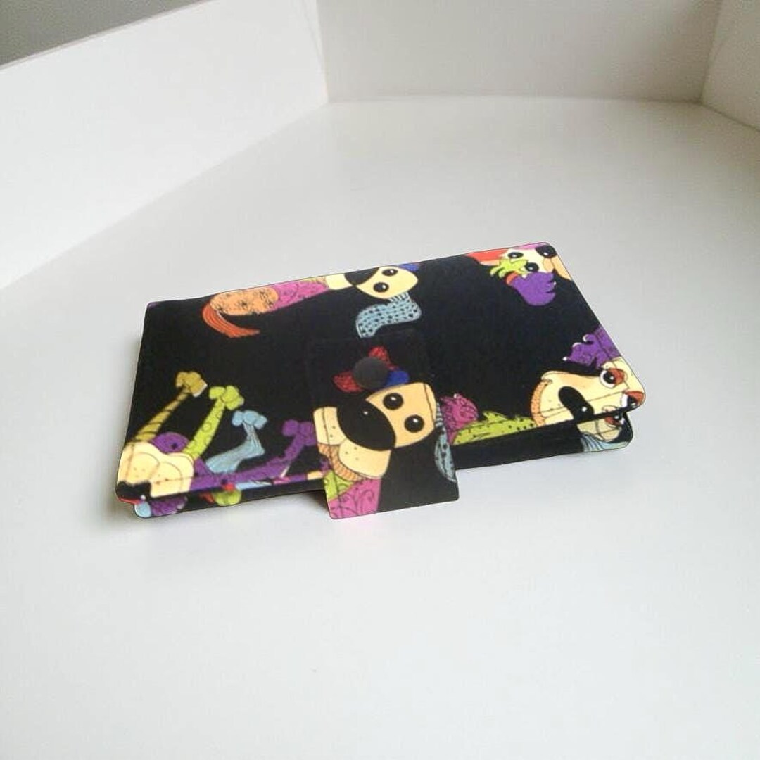 Fabric Checkbook Cover: Colorful Dog Print, Snap Closure - Etsy