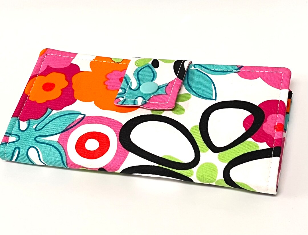 Fabric Check Book Cover Checkbook Holder Cash Holder Coupon Holder Retro Floral Etsy