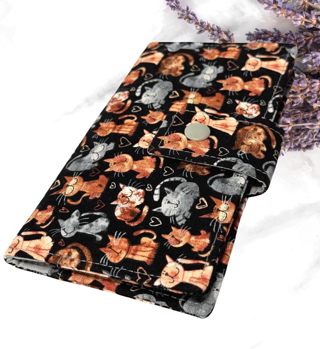Cat Print Checkbook Cover: Cotton Fabric Cash & Card Holder - Etsy