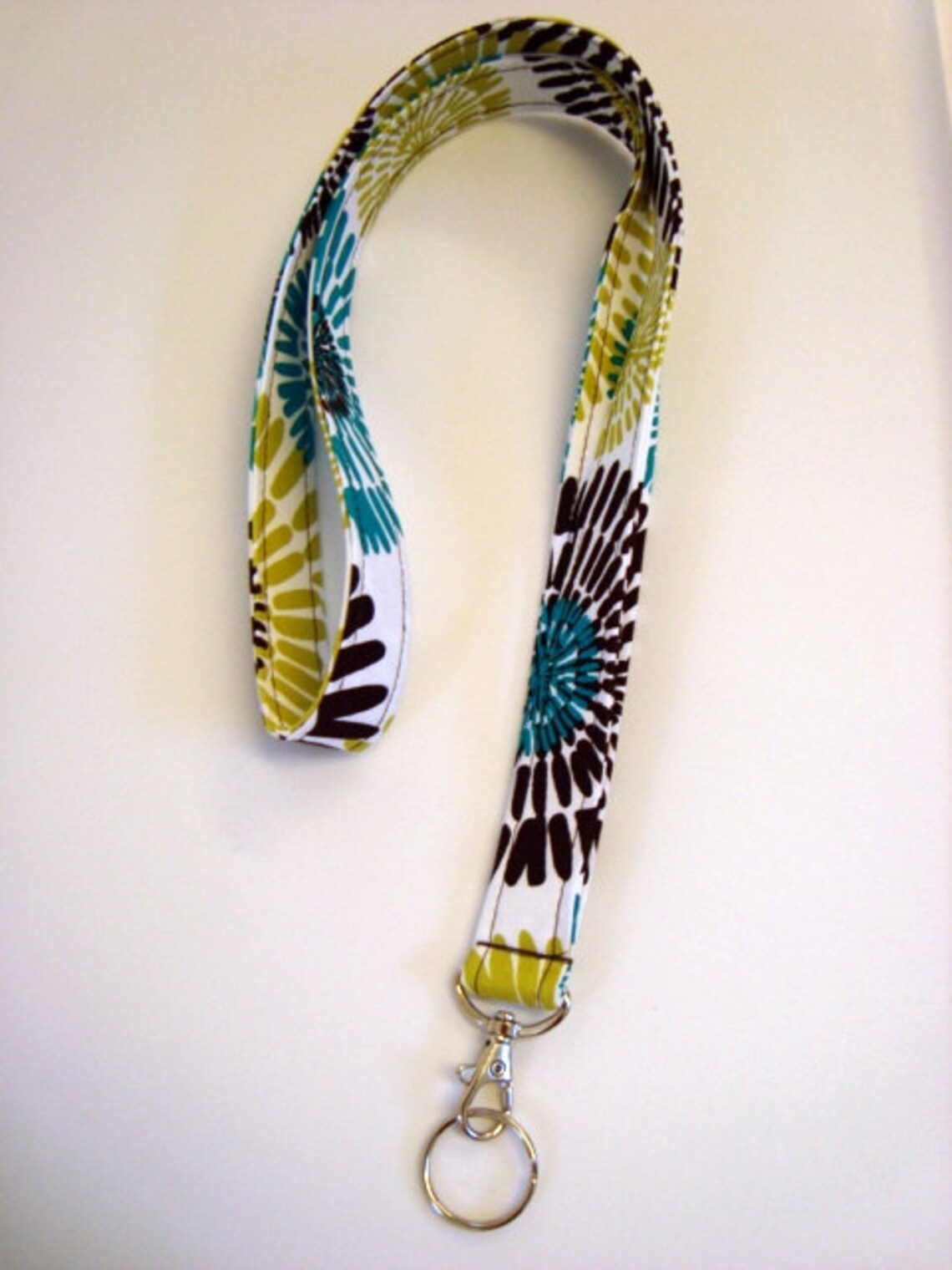 Lanyard Key Chain / ID Holder Teal and Lime Lagoon | Etsy