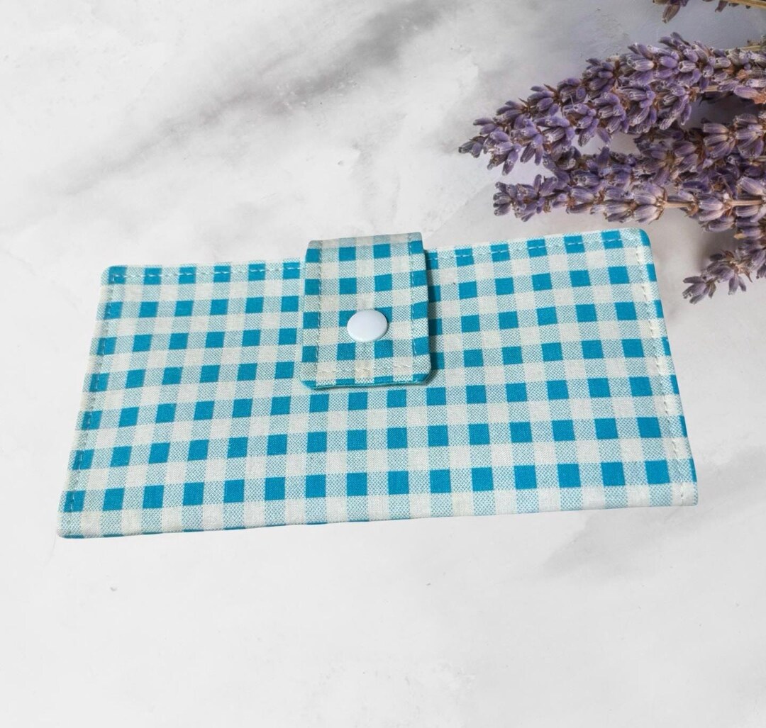 Turquoise Gingham Checkbook Cover: Snap Closure, 100% Cotton - Etsy