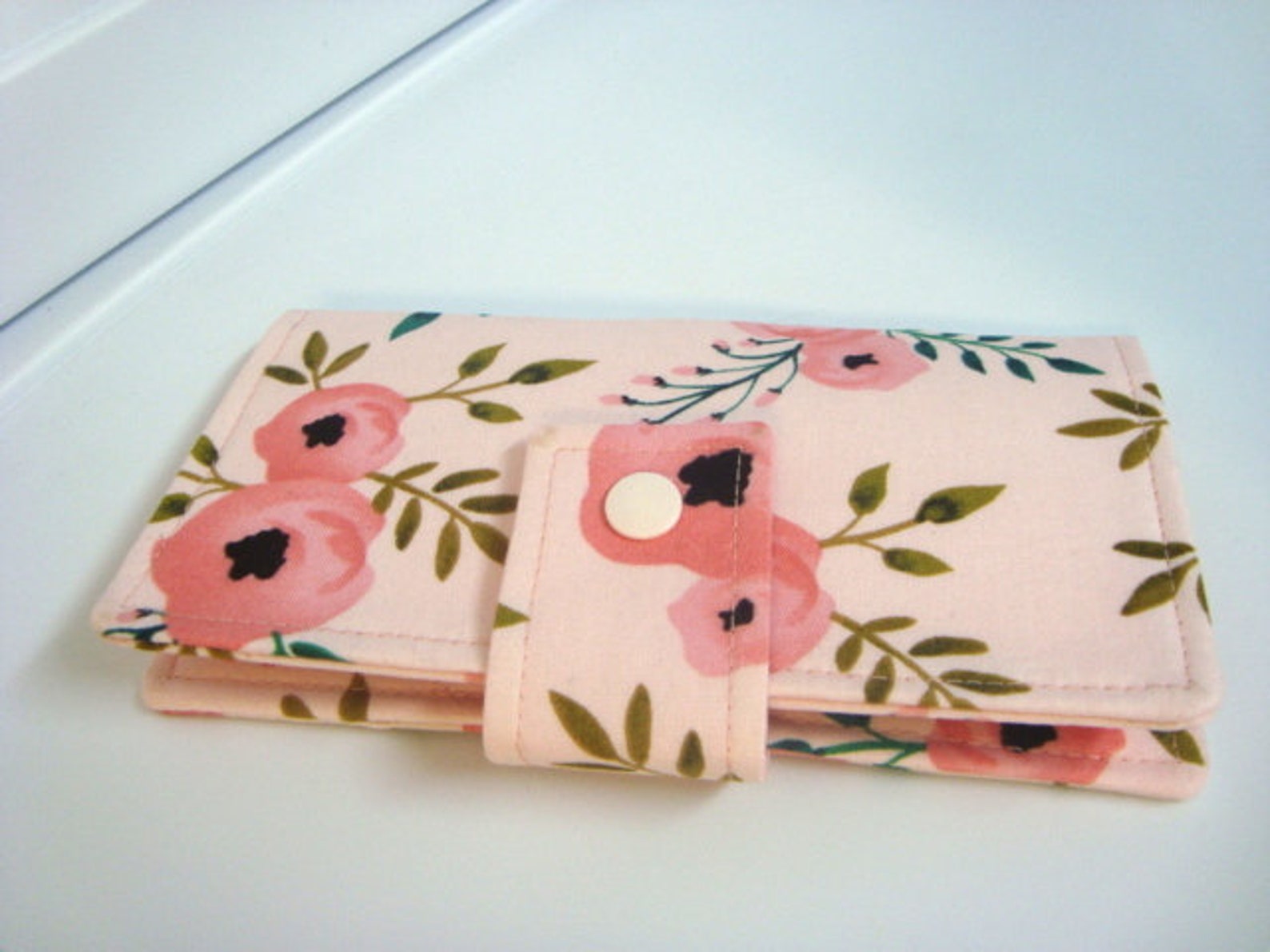 Fabric Checkbook Cover Checkbook Holder Watercolor Blush | Etsy