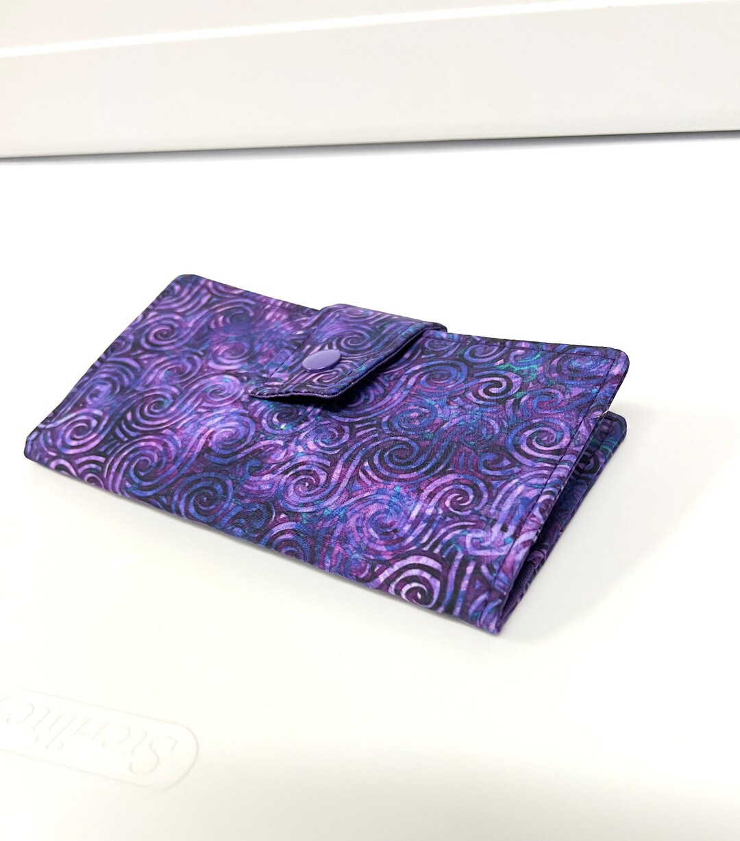 Fabric Checkbook Cover, Check Holder Purple Batik Circles - Etsy