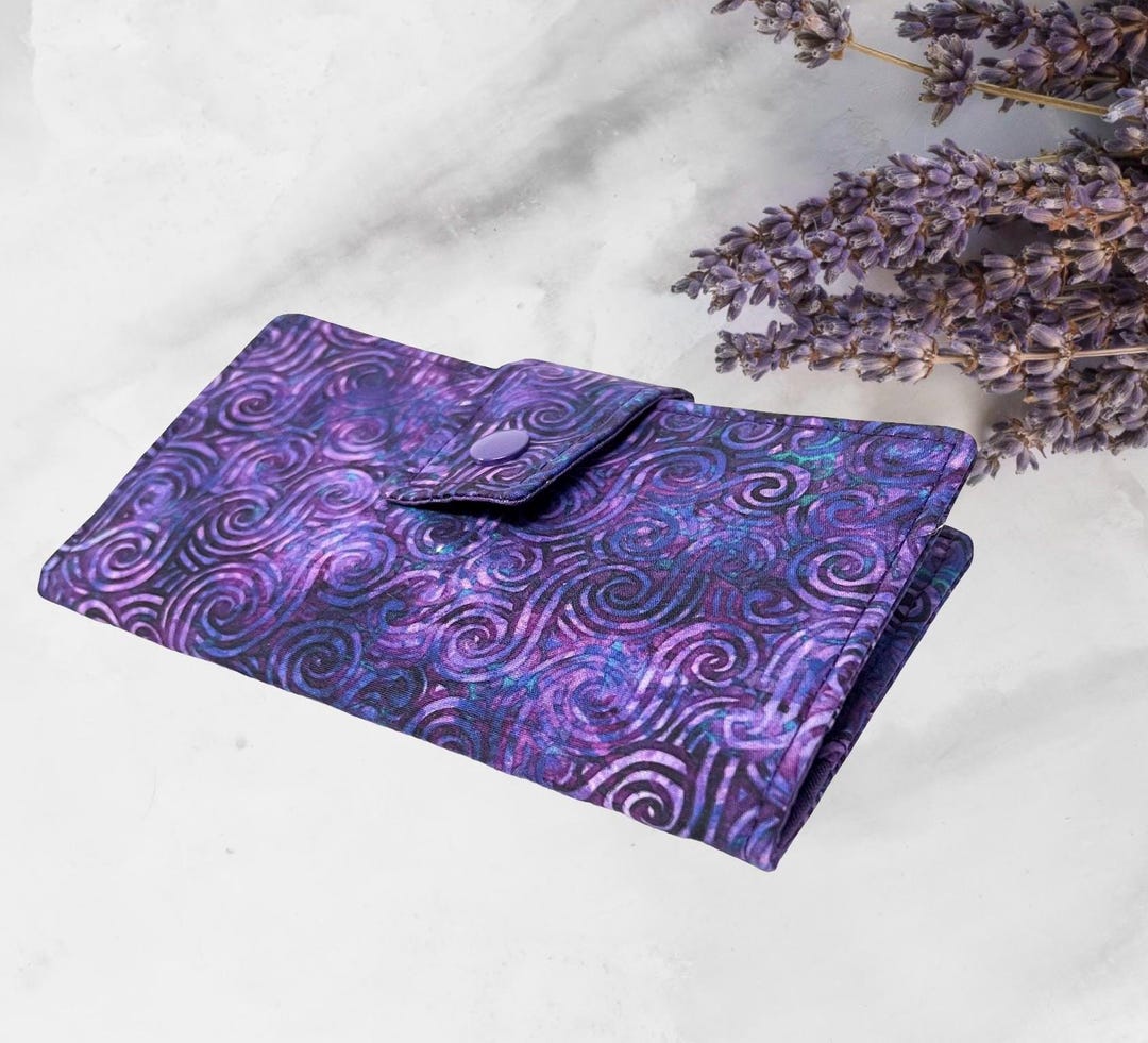 Fabric Checkbook Cover, Check Holder - Purple Batik Circles - Etsy