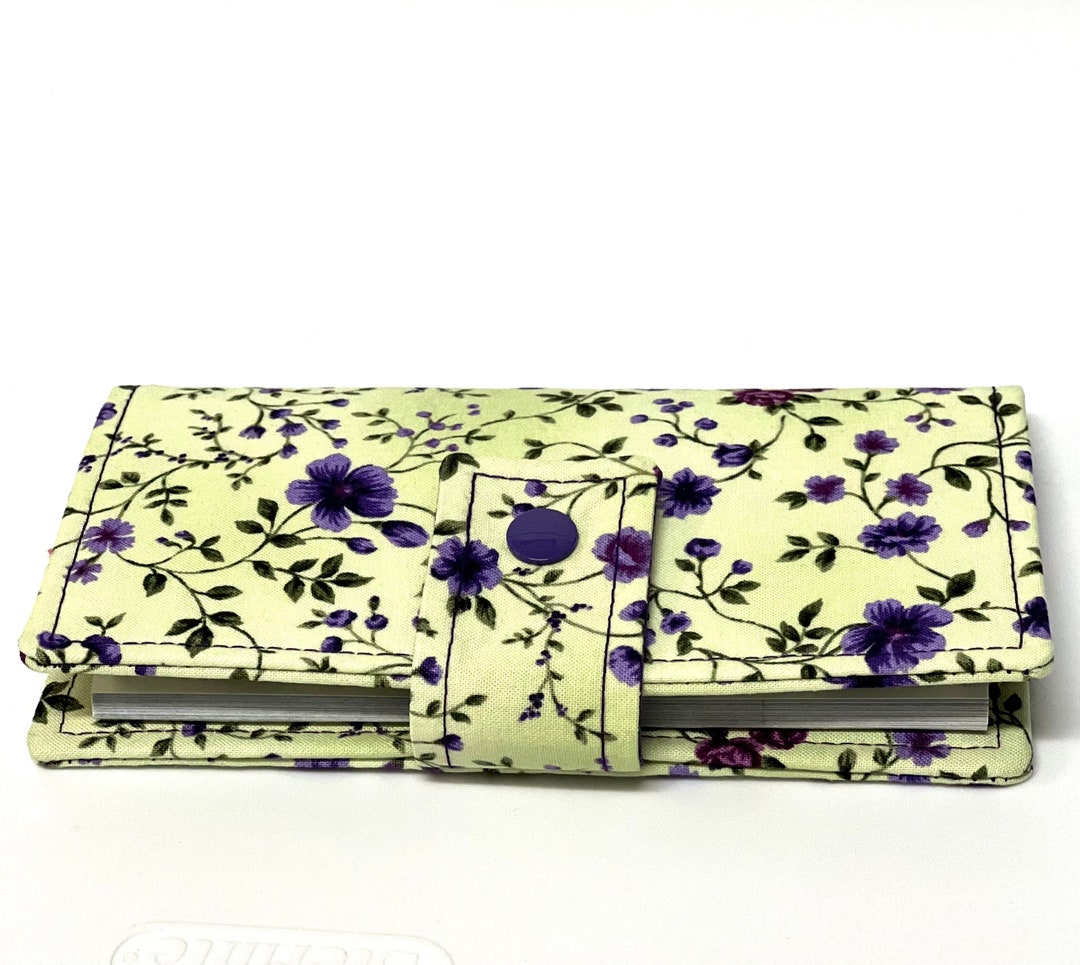 Floral Fabric Checkbook Cover: Lime Green & Purple - Etsy