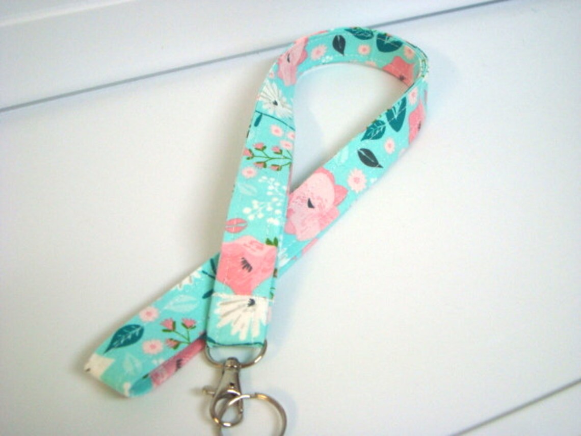 Lanyard ID Holder Key Chain With Swivel Clasp Key Ring Cotton | Etsy